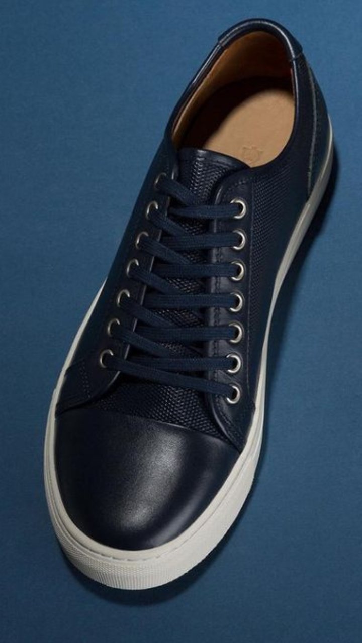 Patina Finish Casual Black Leather Sneakers for Men | The Royale Peacock