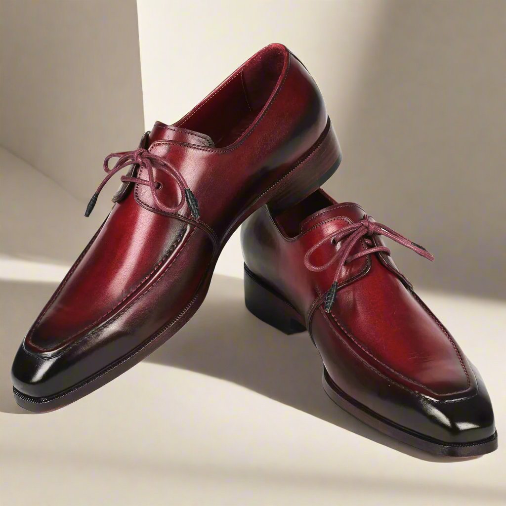 Burgundy Red Leather Derby Shoes for Men | The Royale Peacock