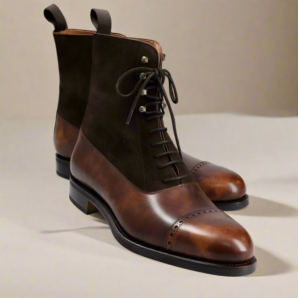 Tan Brown Patina Leather Lace Up Boot for Men ⭐⭐⭐⭐⭐ – The Royale Peacock